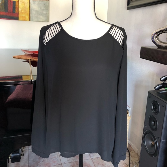Bar III | Tops | Nwt Bar Lll Semi Sheer Cut Out Black Top | Poshmark